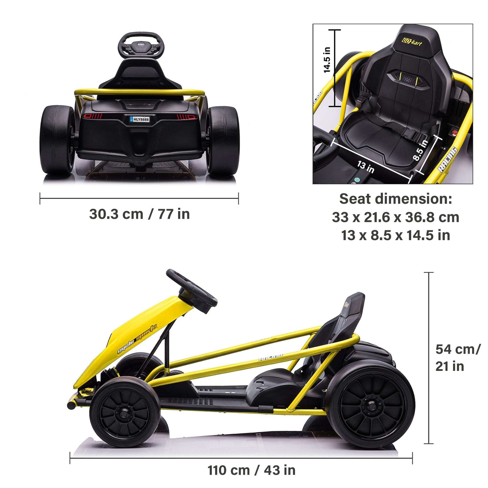 Go Kart 24V High-Speed Outdoor Racer Drifter with Seat Belt [Upgraded ...