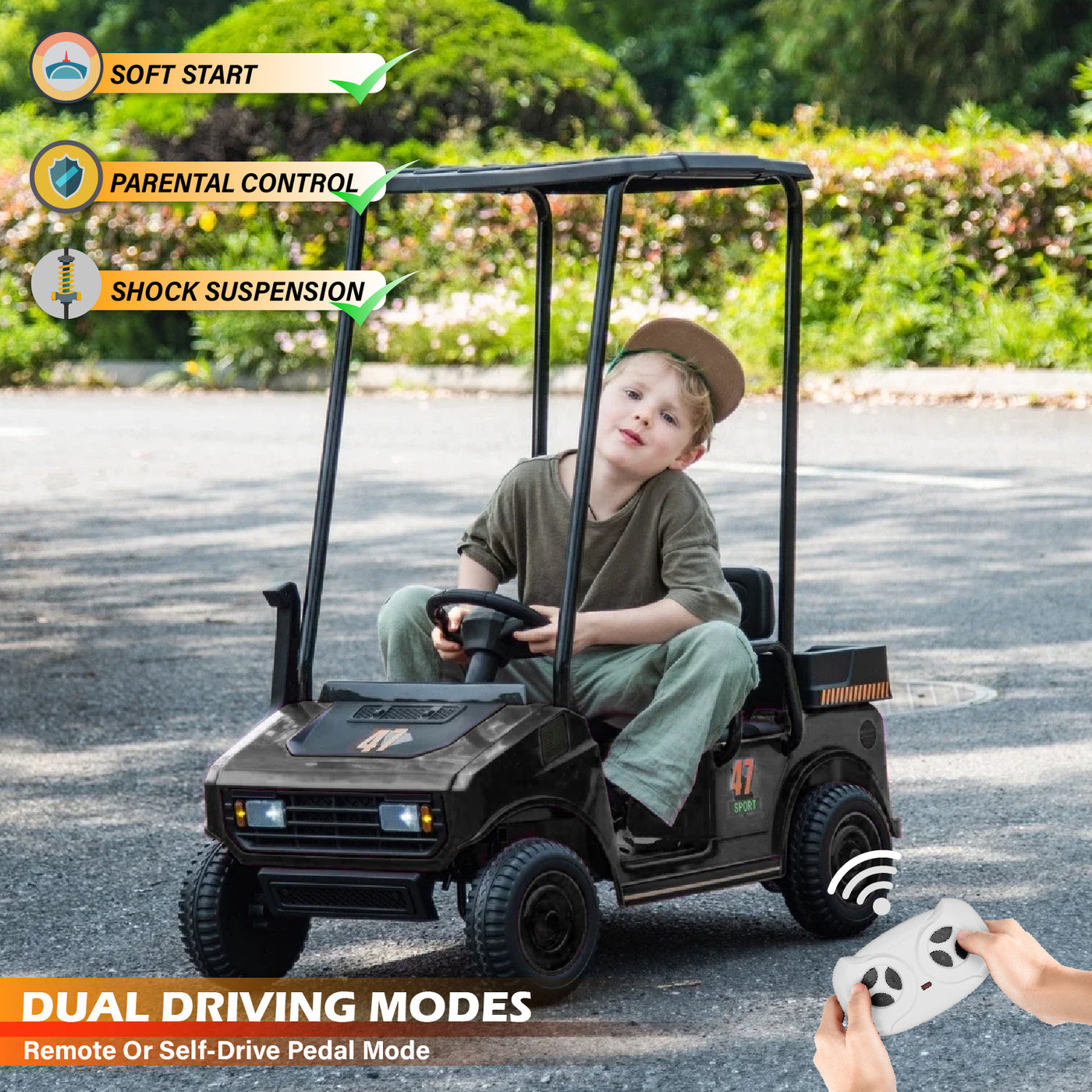 Mini Golf Pro: 24V Kids Ride-On Golf Kart with Remote — Voltz Toys
